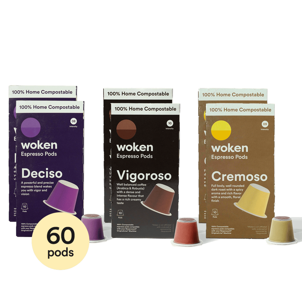 Woken Coffee - 100% Home Compostable Pods for Nespresso